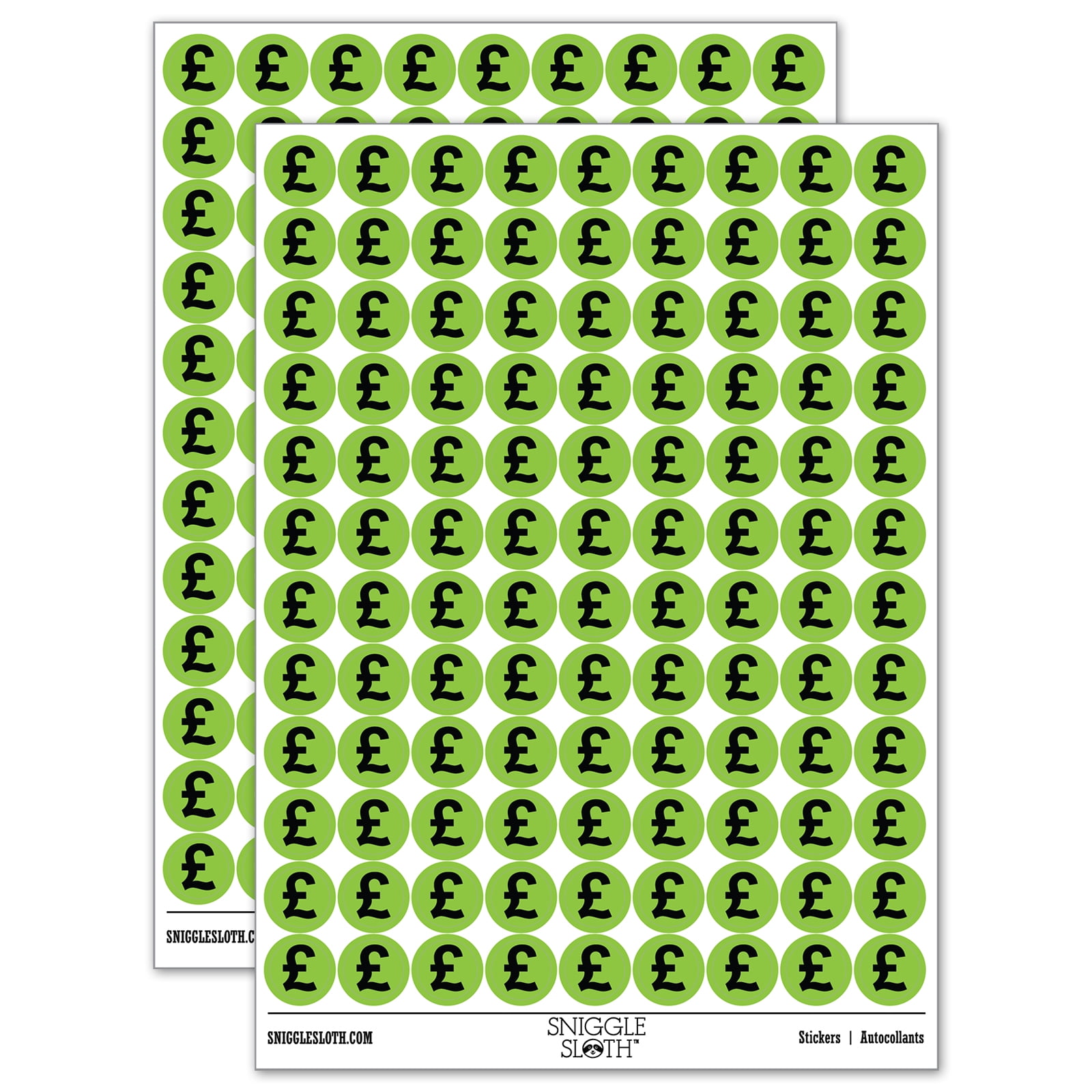 Pound Sterling Symbol United Kingdom 200+ Round Stickers - Light Green ...