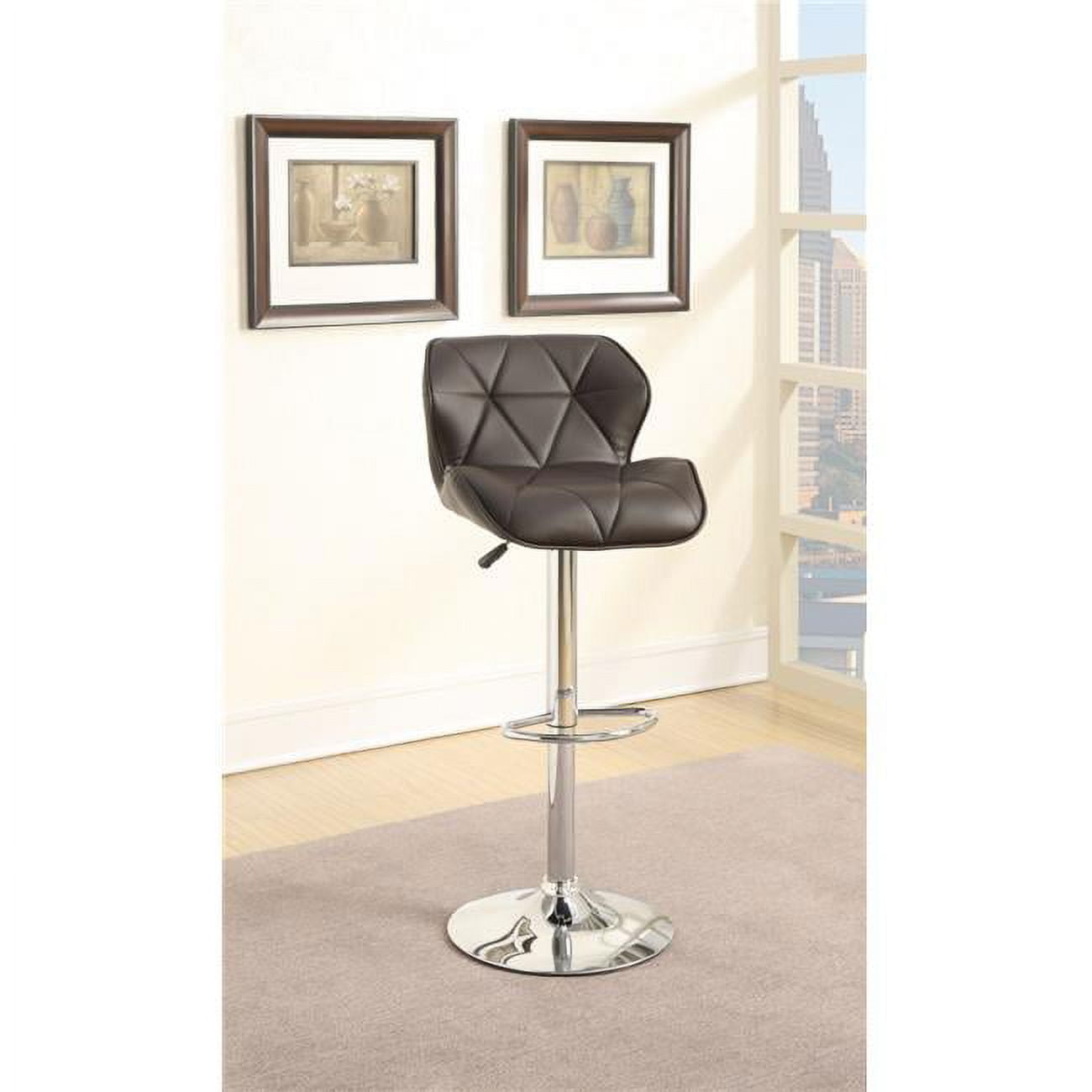 Poundex 18 x 22 x 34-42 in. Adjustable Height & Swivel Barstool in Dark ...