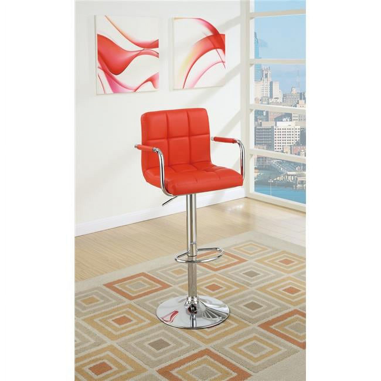 Poundex 22 x 18 x 38-44 in. Adjustable Height & Swivel Barstool in Red ...