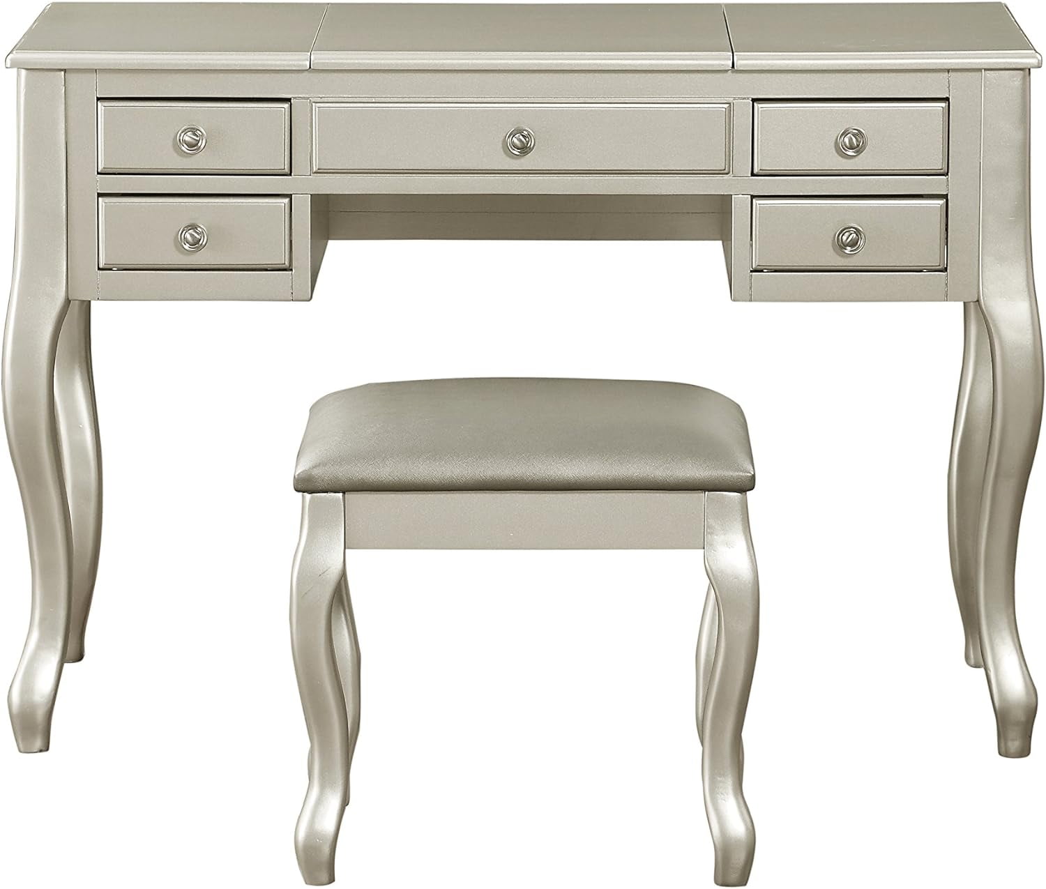 Poundex Bobkona Cailyn Flip Up Mirror vanity Set with Stool in White ...