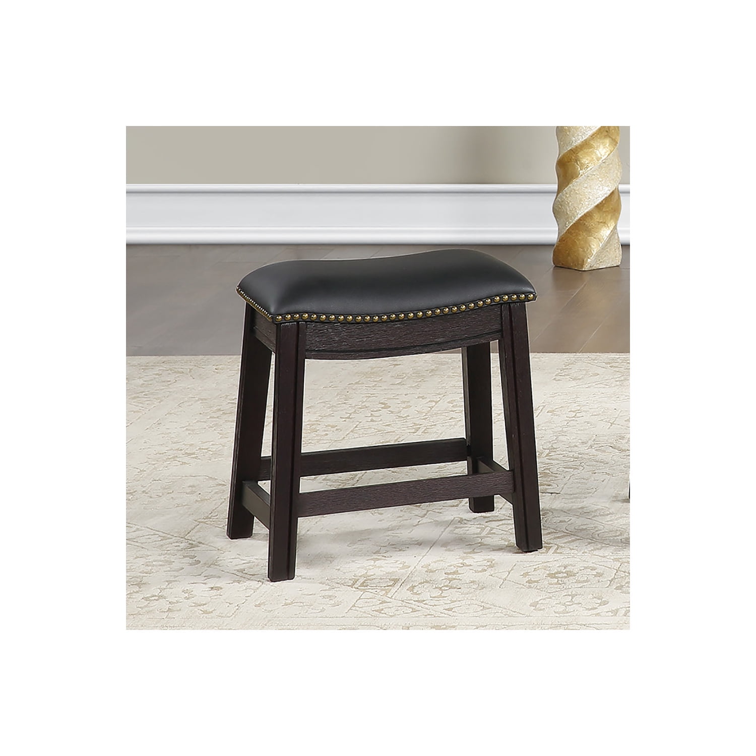 Poundex F1814 18 in. Saddle Stool in Black Faux Leather - Set of 2 ...