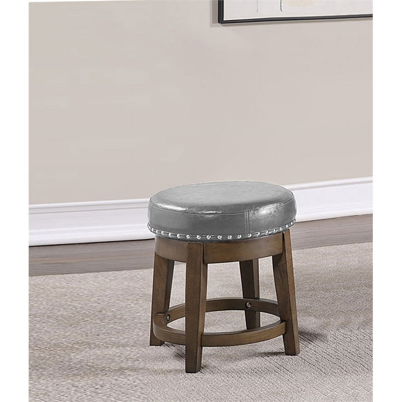 Poundex F1864 18 in. Round Swivel Stool in Gray Faux Leather - Set of 2 ...