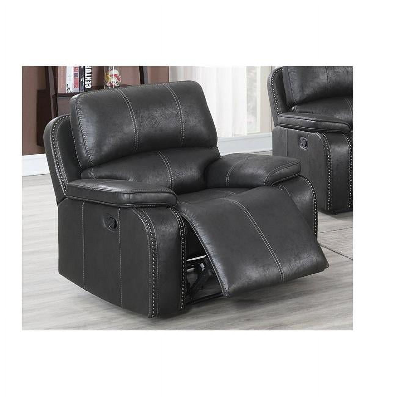 Poundex F8727 Leather-Like Fabric Manual Recliner Chair, Black ...