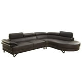 Poundex Faux Leather Sectional, Espresso - Walmart.com