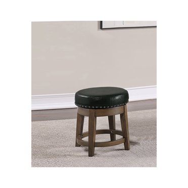 Wood & Leather Counter Height Stool with Low Back, Dark walnut & Dark ...