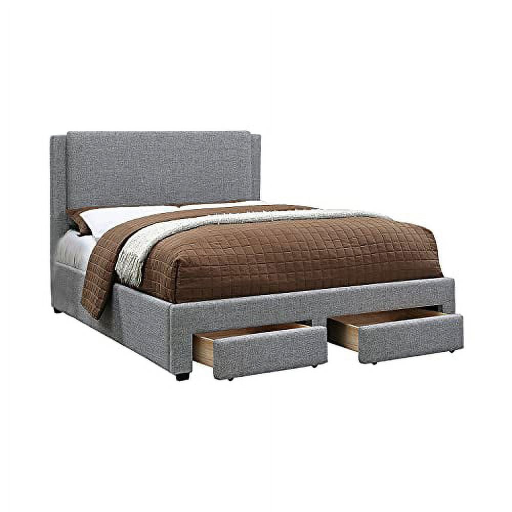 Poundex Gray Fabric Eastern King Size Platform Style Bed Frame with 2 ...