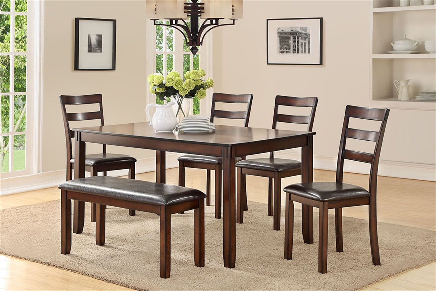 Poundex Modern 6 Piece Dining Room Set Walmart Business Supplies