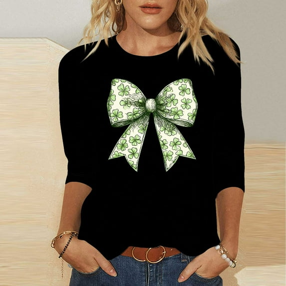 Pounoo St Patricks Day 3/4 Sleeve Tops for Women St. Pattys Irish Lucky ...