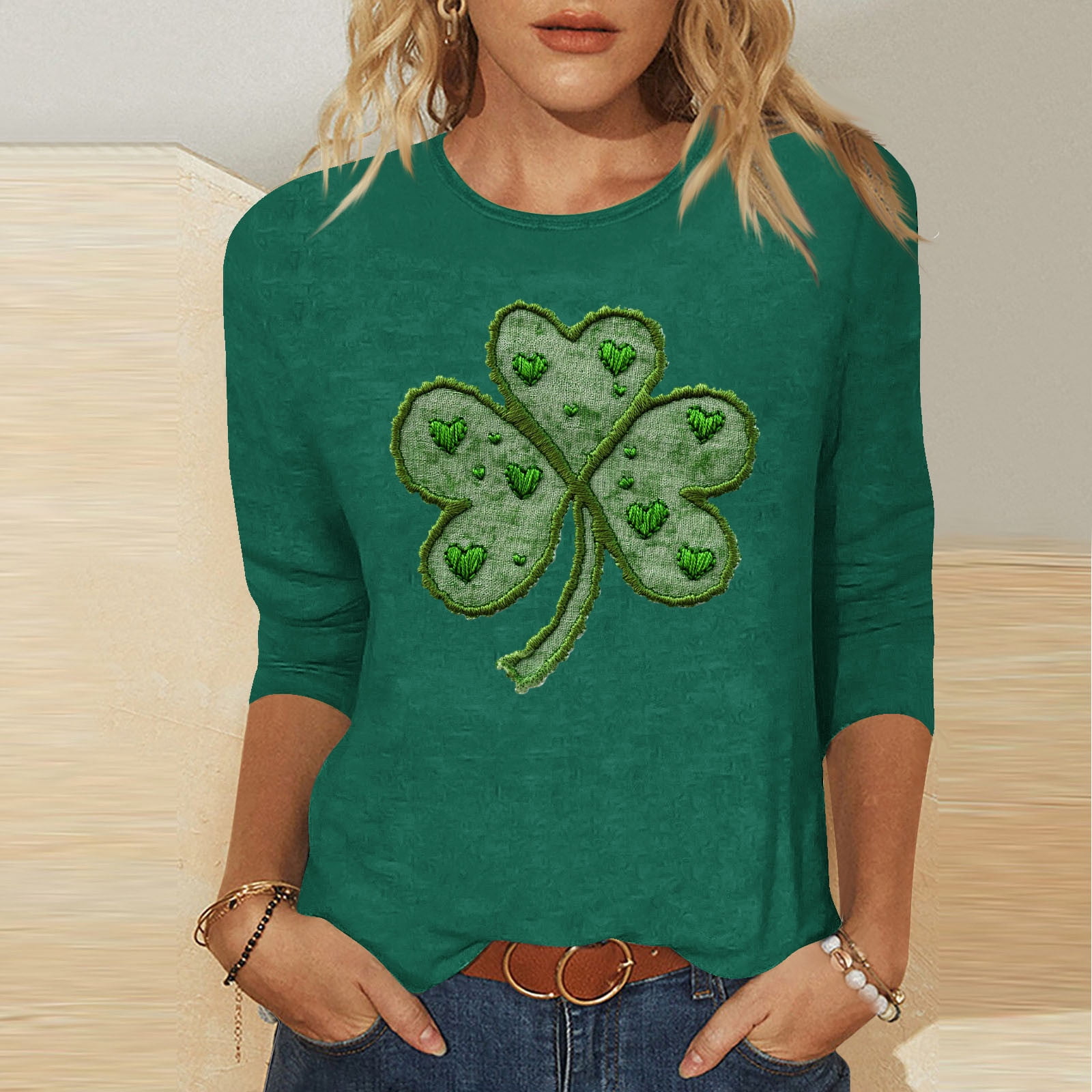 Pounoo St Patricks Day 3/4 Sleeve Tops for Women St. Pattys Irish Lucky ...