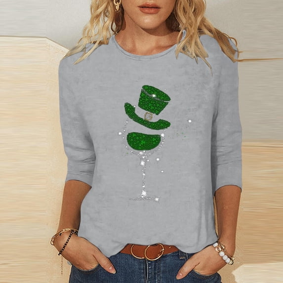 Pounoo St Patricks Day 3/4 Sleeve Tops for Women St. Pattys Irish Lucky ...