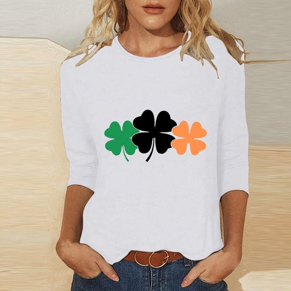 Pounoo St Patricks Day 3/4 Sleeve Tops for Women St. Pattys Irish Lucky ...