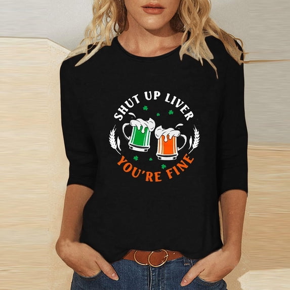 Pounoo St Patricks Day 3/4 Sleeve Tops for Women St. Pattys Irish Lucky ...