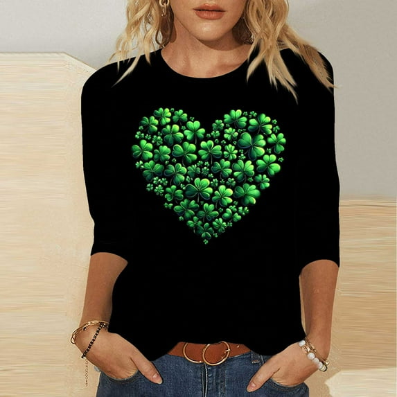 Pounoo St Patricks Day 3/4 Sleeve Tops for Women St. Pattys Irish Lucky ...