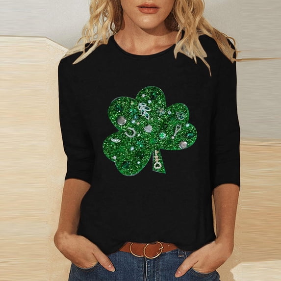 Pounoo St Patricks Day 3/4 Sleeve Tops for Women St. Pattys Irish Lucky ...