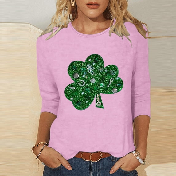 Pounoo St Patricks Day 3/4 Sleeve Tops for Women St. Pattys Irish Lucky ...
