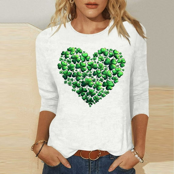 Pounoo St Patricks Day 3/4 Sleeve Tops for Women St. Pattys Irish Lucky ...