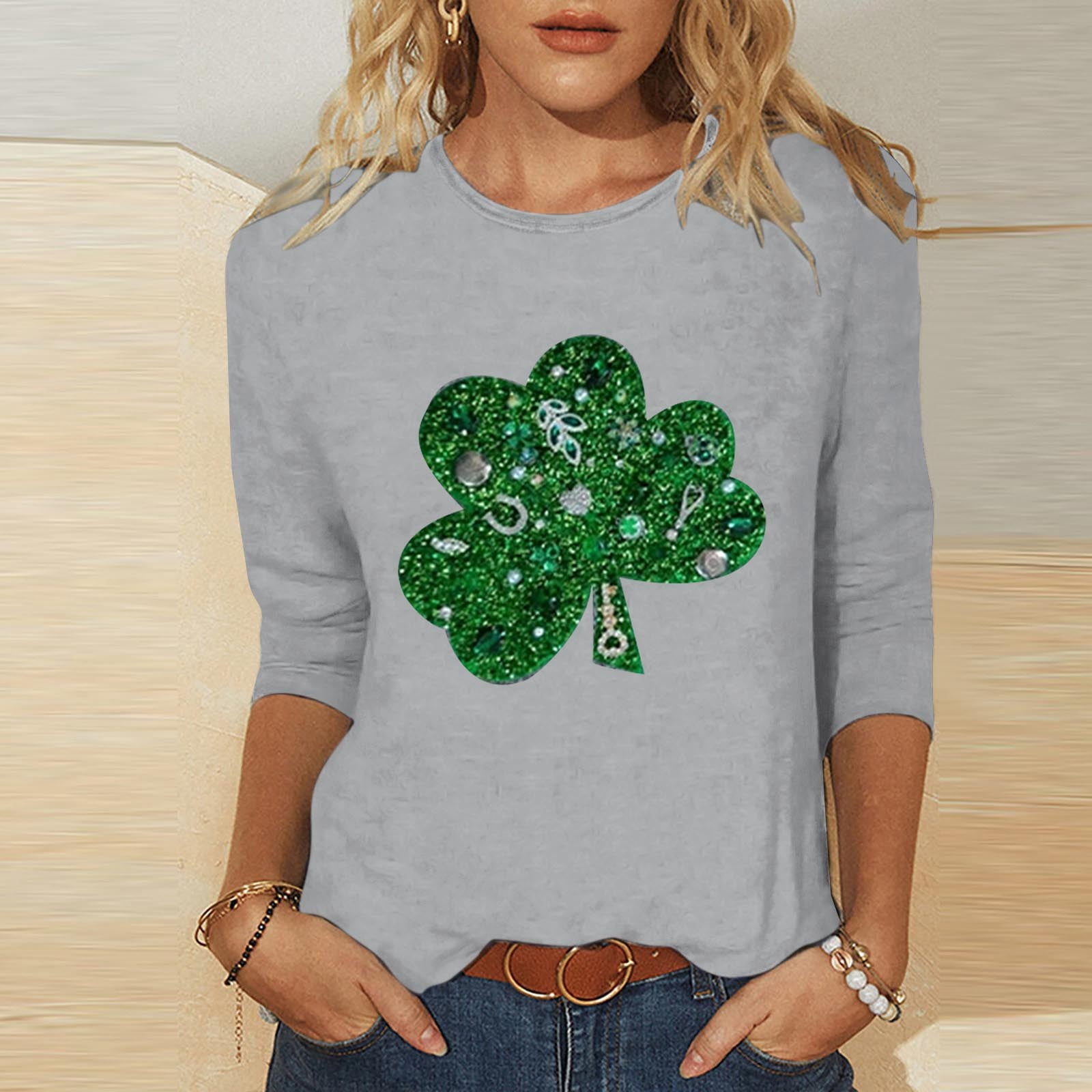 Pounoo St Patricks Day 3/4 Sleeve Tops for Women St. Pattys Irish Lucky ...