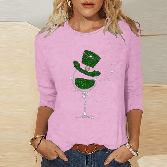 Pounoo St Patricks Day 3/4 Sleeve Tops for Women St. Pattys Irish Lucky ...