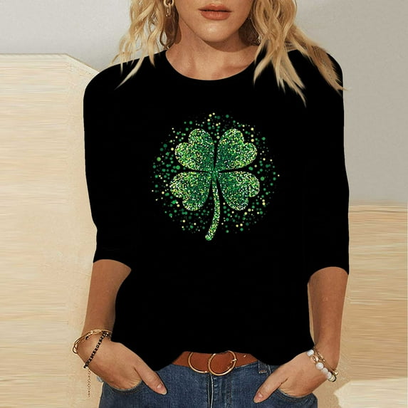 Pounoo St Patricks Day 3/4 Sleeve Tops for Women St. Pattys Irish Lucky ...