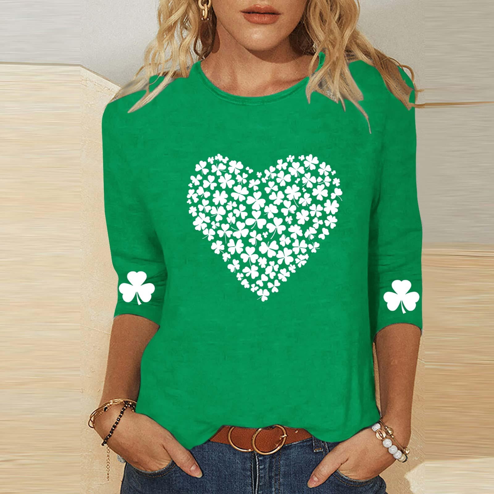 Pounoo St Patricks Day 3/4 Sleeve Tops for Women St. Pattys Irish Lucky ...