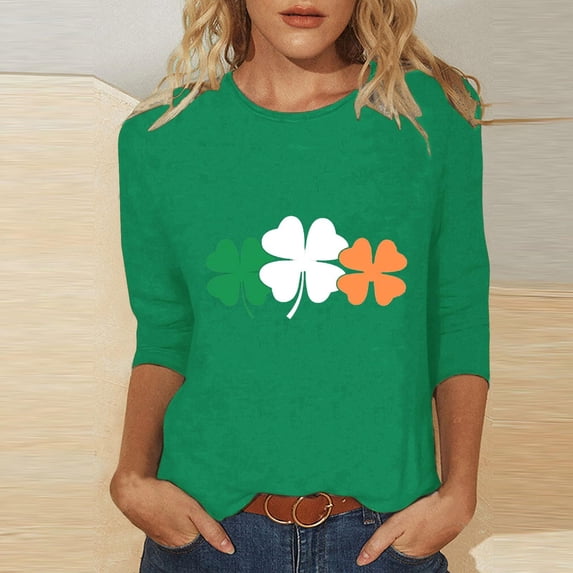 Pounoo St Patricks Day 3/4 Sleeve Tops for Women St. Pattys Irish Lucky ...
