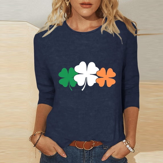 Pounoo St Patricks Day 3/4 Sleeve Tops for Women St. Pattys Irish Lucky ...