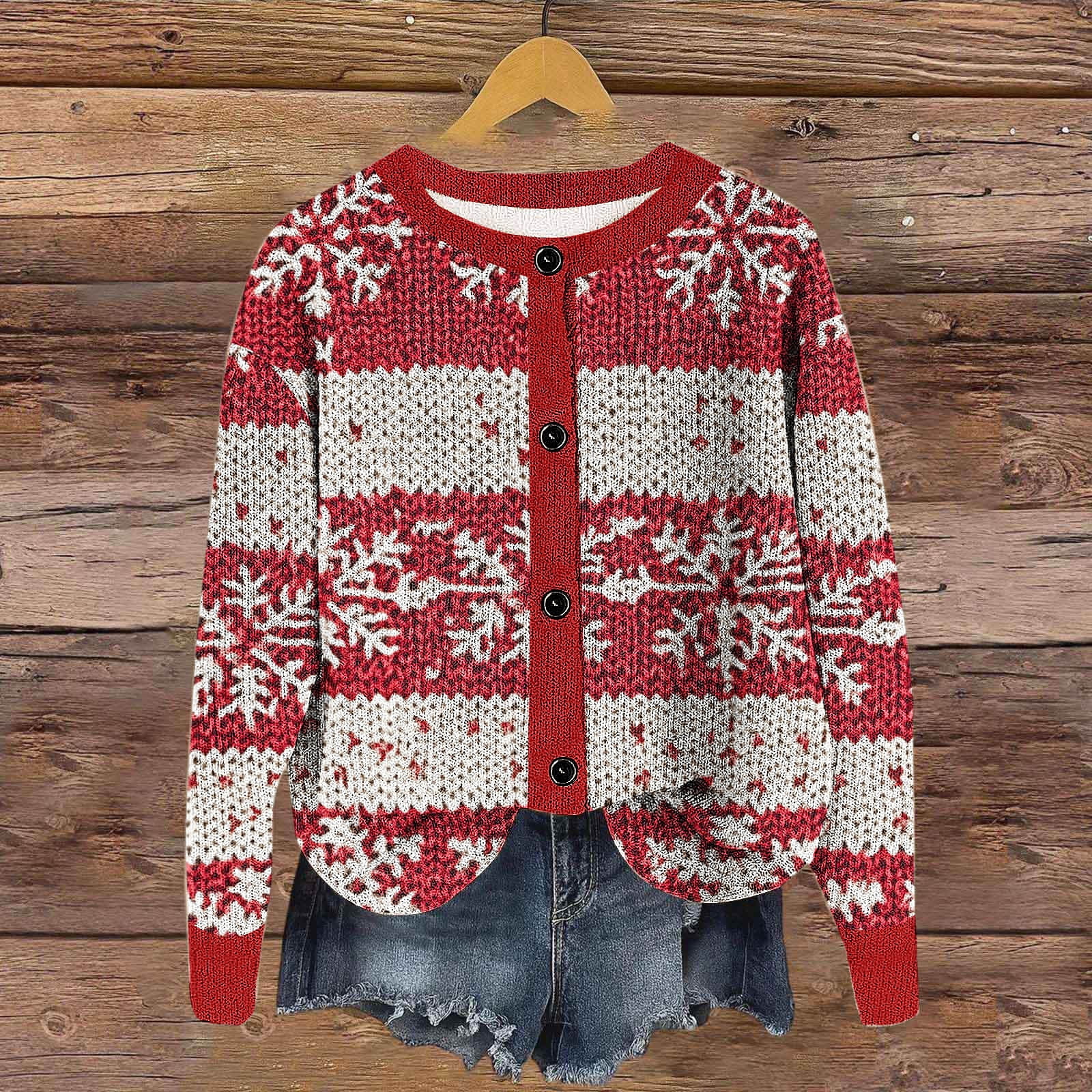 Pounoo Stripe Plaid Patchwork Print Cardigan Sweaters for Women Boho ...