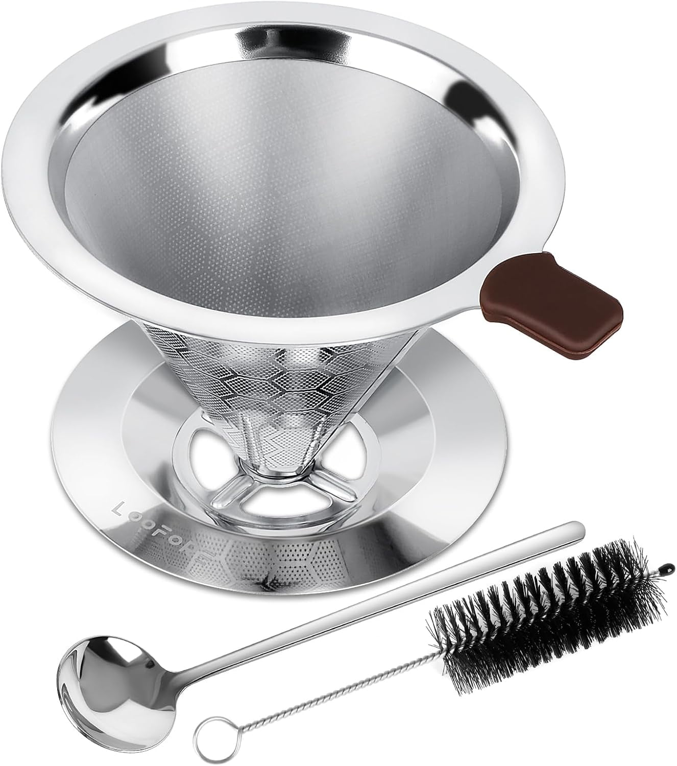 Pour Over Coffee Dripper, Stainless Steel Coffee Filter, Metal Cone ...