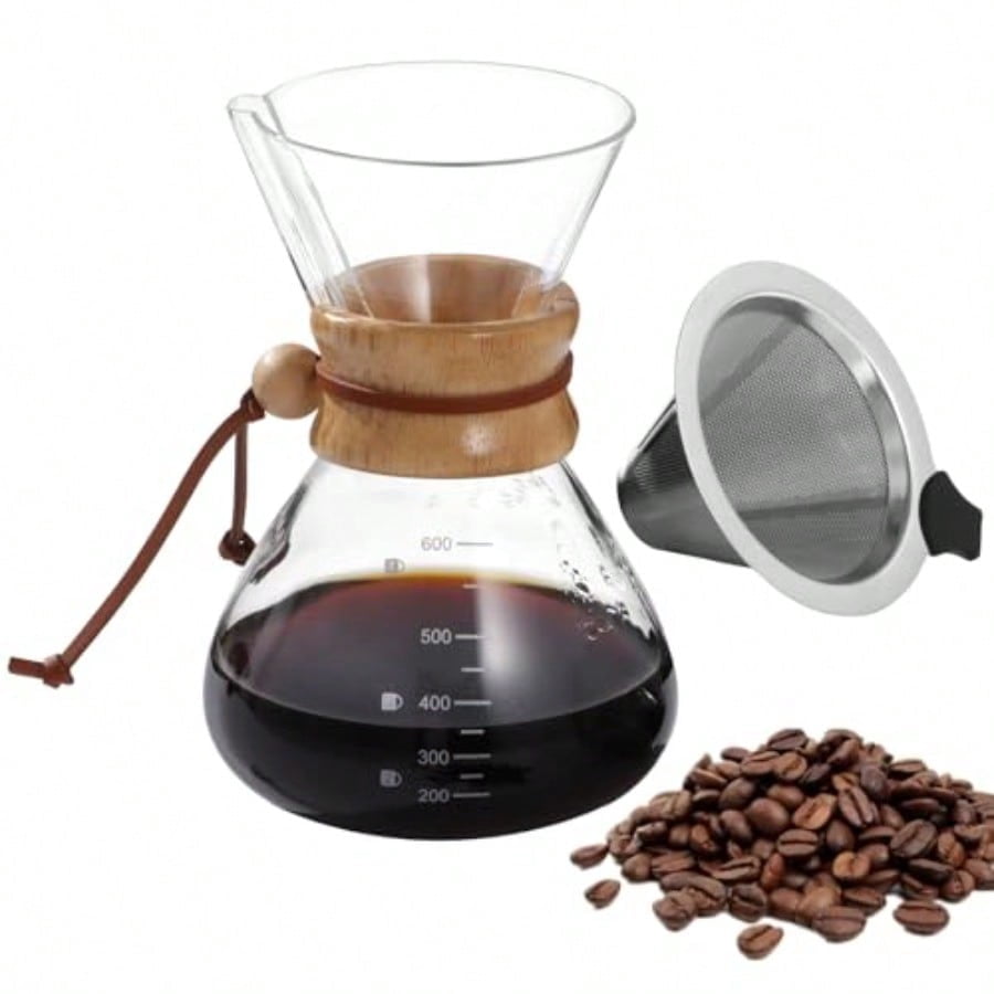 Pour Over Coffee Maker 20 oz Borosilicate Glass Coffee Pot with ...
