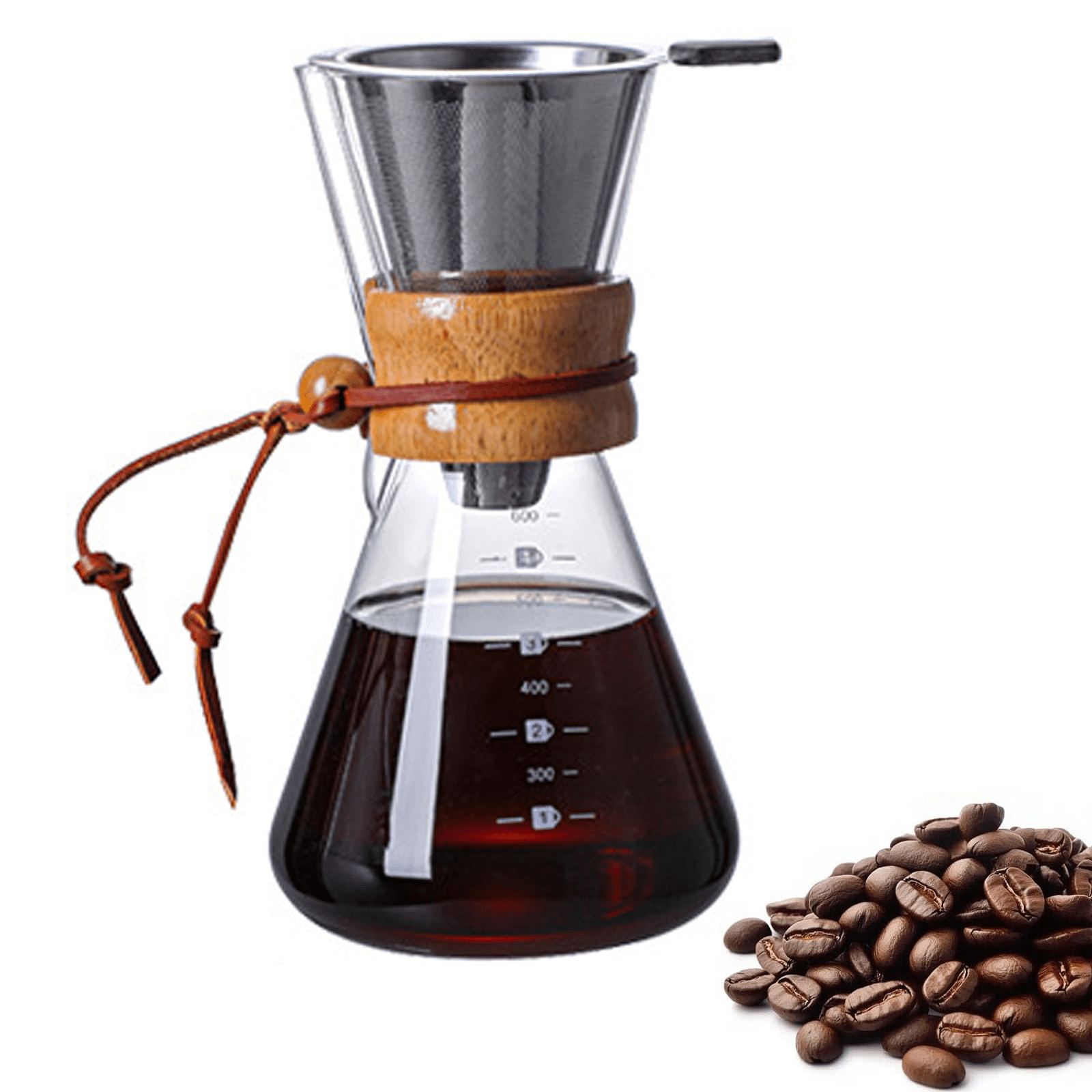 Pour Over Coffee Maker,8 Cup Borosilicate Glass Drip Coffee Maker ...