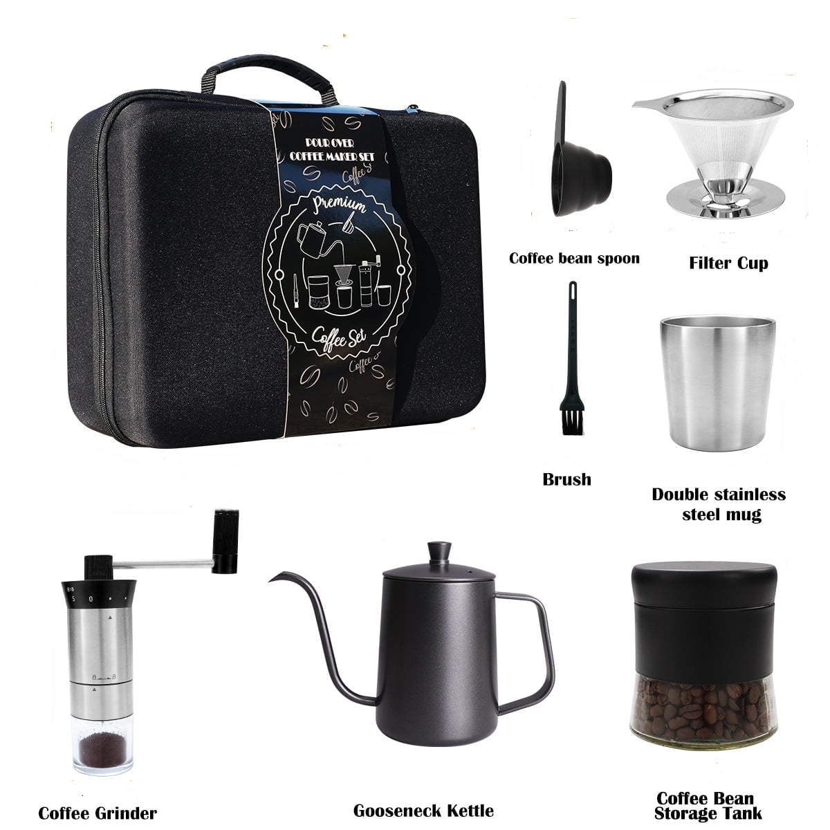 Pour Over Coffee Maker Set All in 1 Coffee Kits- 7 Pcs 304 Stainless ...