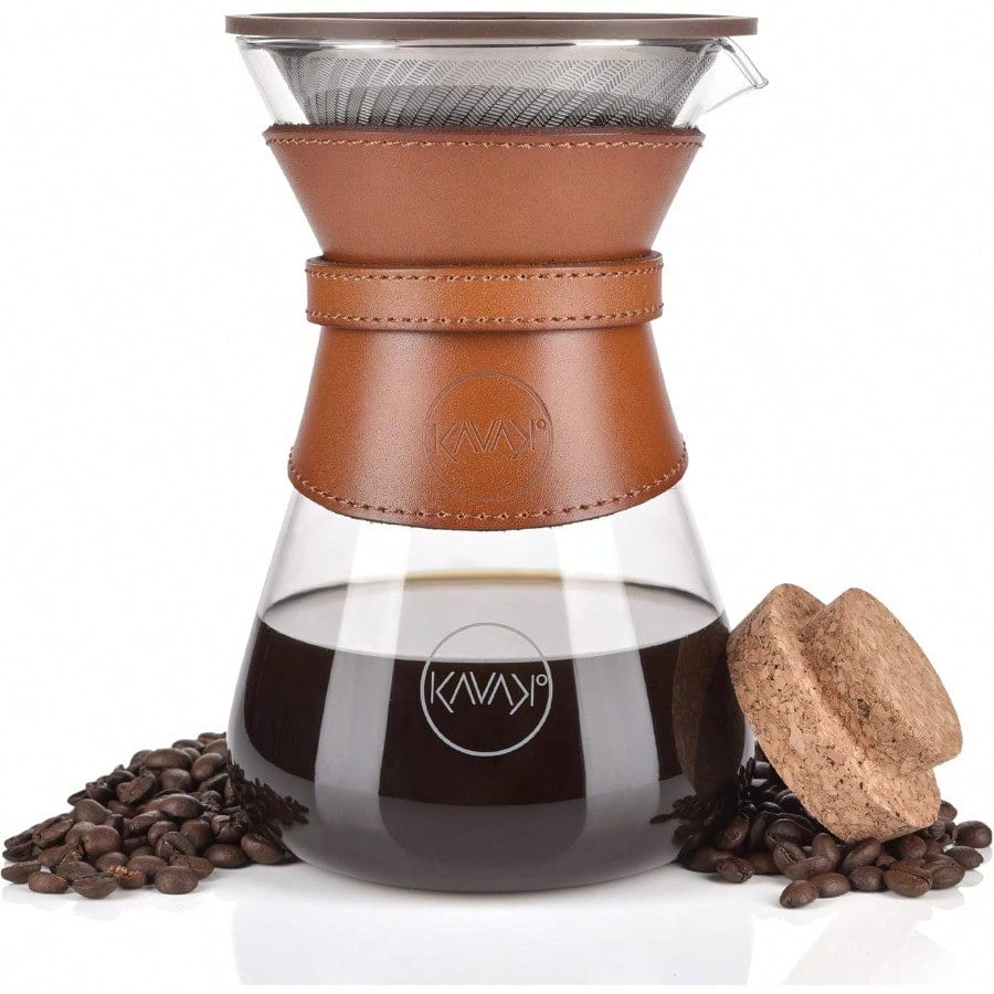 Pour Over Coffee Maker Set with Double-Layer Stainless Steel Filter ...