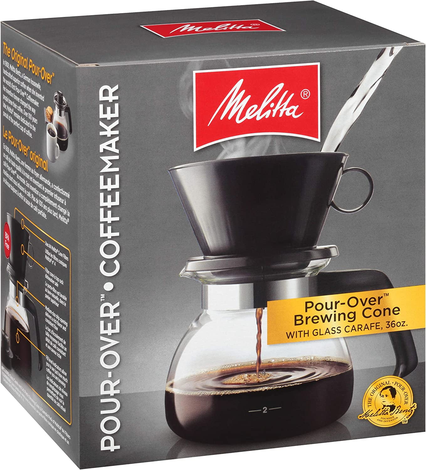 Pour-Over Coffee Brewer W/ Glass Carafe, Holds 6 - Oz Cups, Black ...