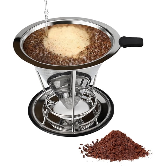 Pour Over Coffee Dripper, Stainless Steel Filter,Easy to Clean ...