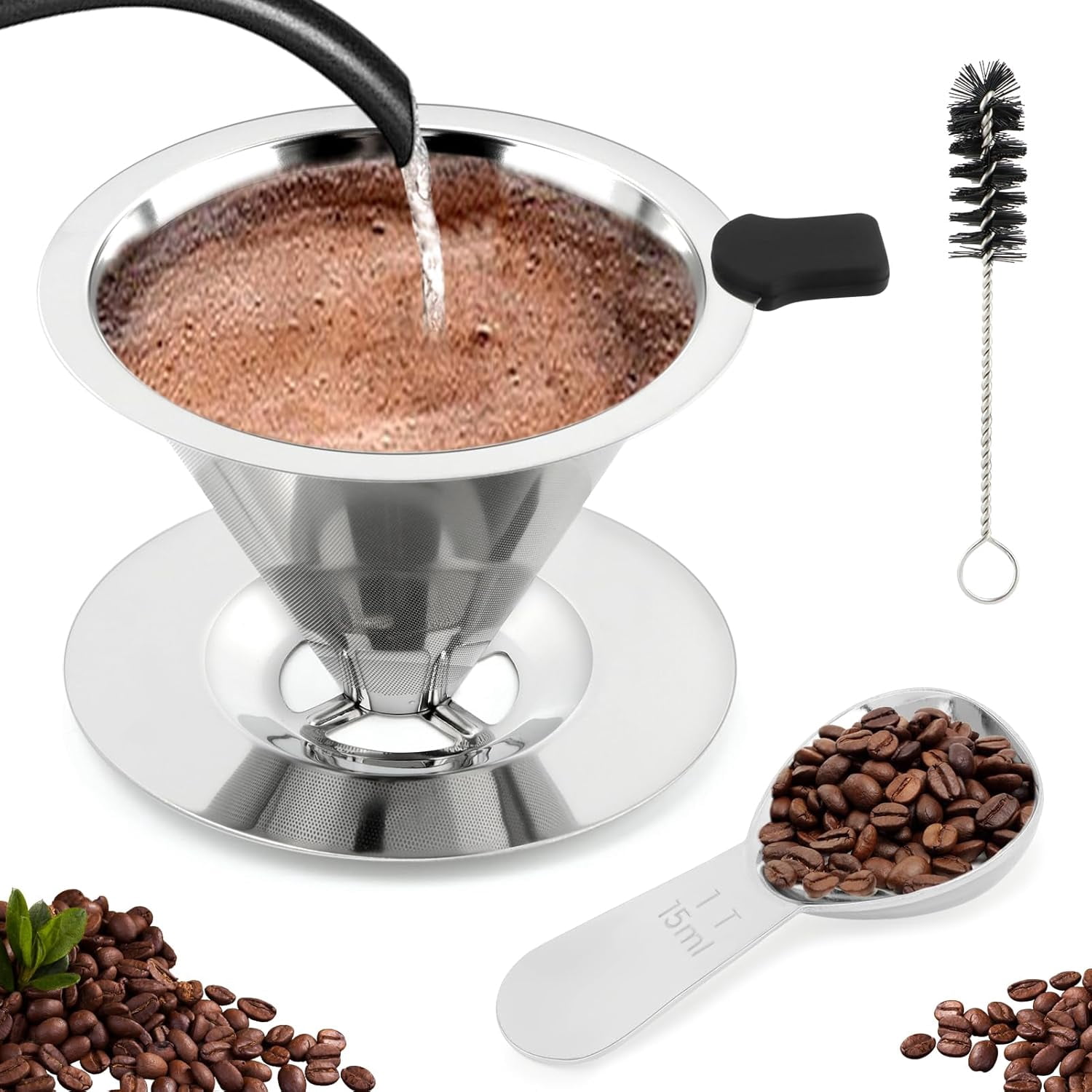 Pour Over Coffee Dripper, Upgraded Double Micro Mesh Filter With ...