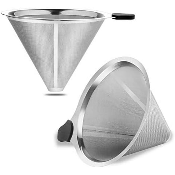 Pour Over Coffee Filter 2PCS, Stainless Steel Coffee Filter, Paperless ...