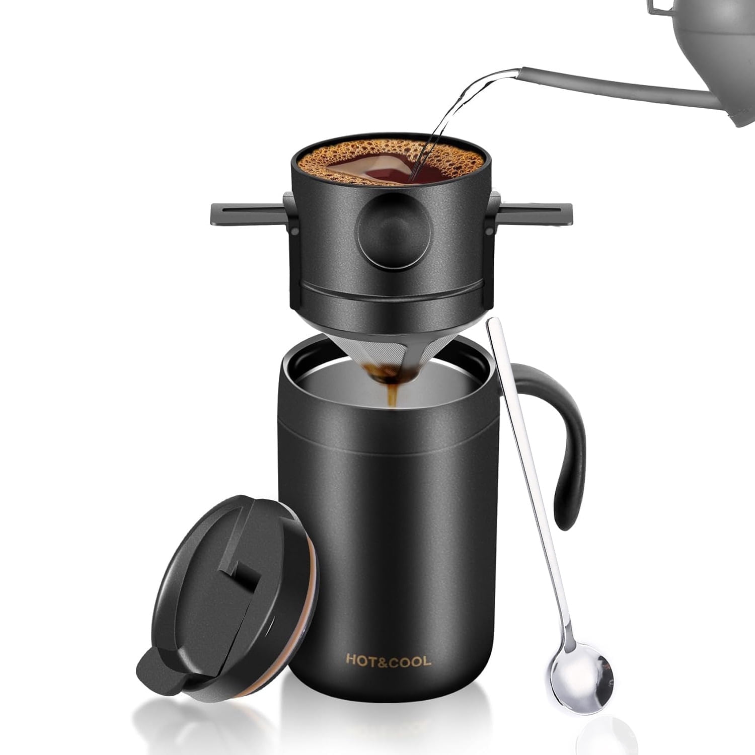 Stainless Steel Portable Dripper Kit with Double Wall Insulated Carafe ...