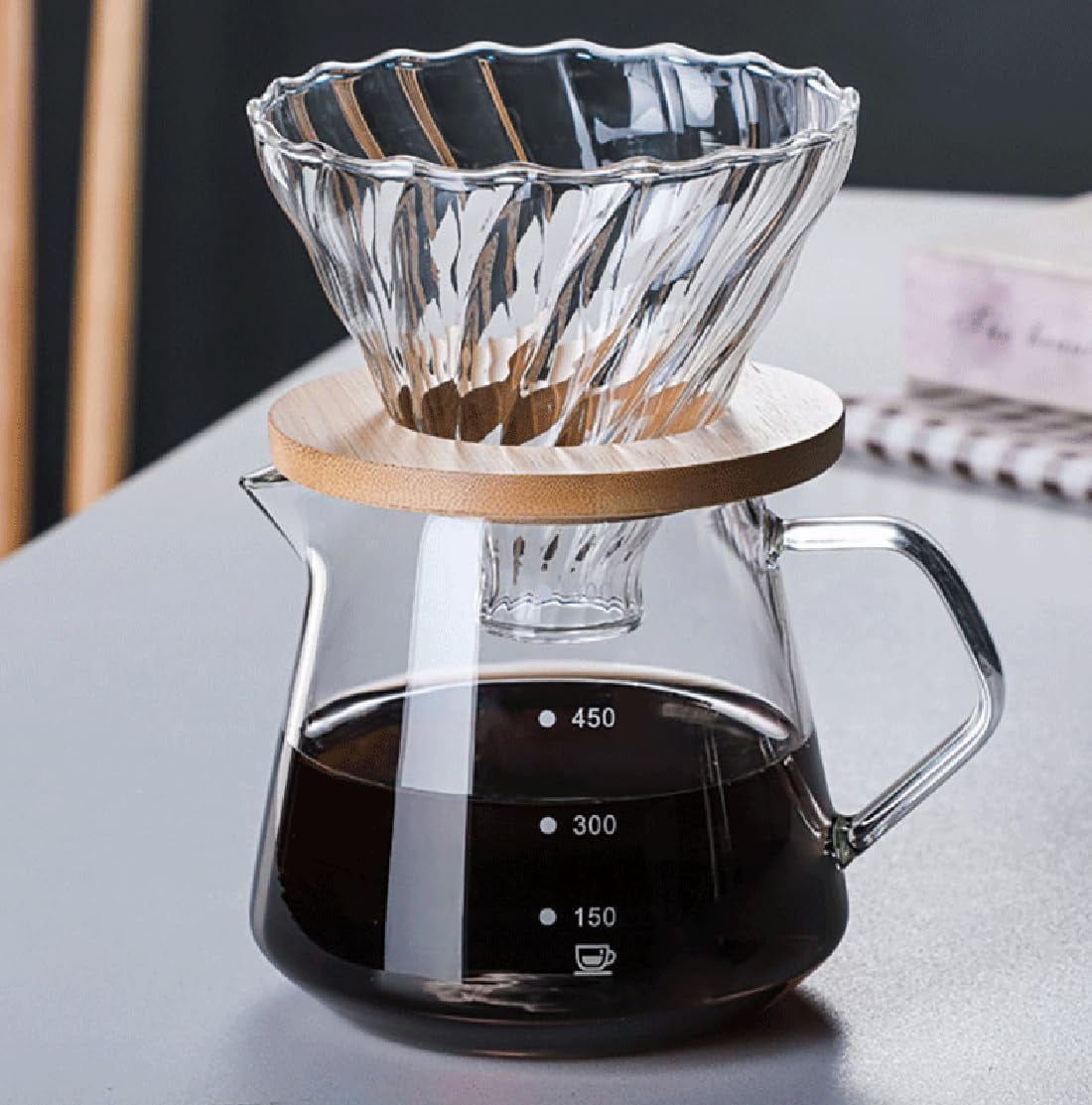 Pour Over Coffee Maker - 20 OZ /600ML Glass Carafe Coffee Server with ...