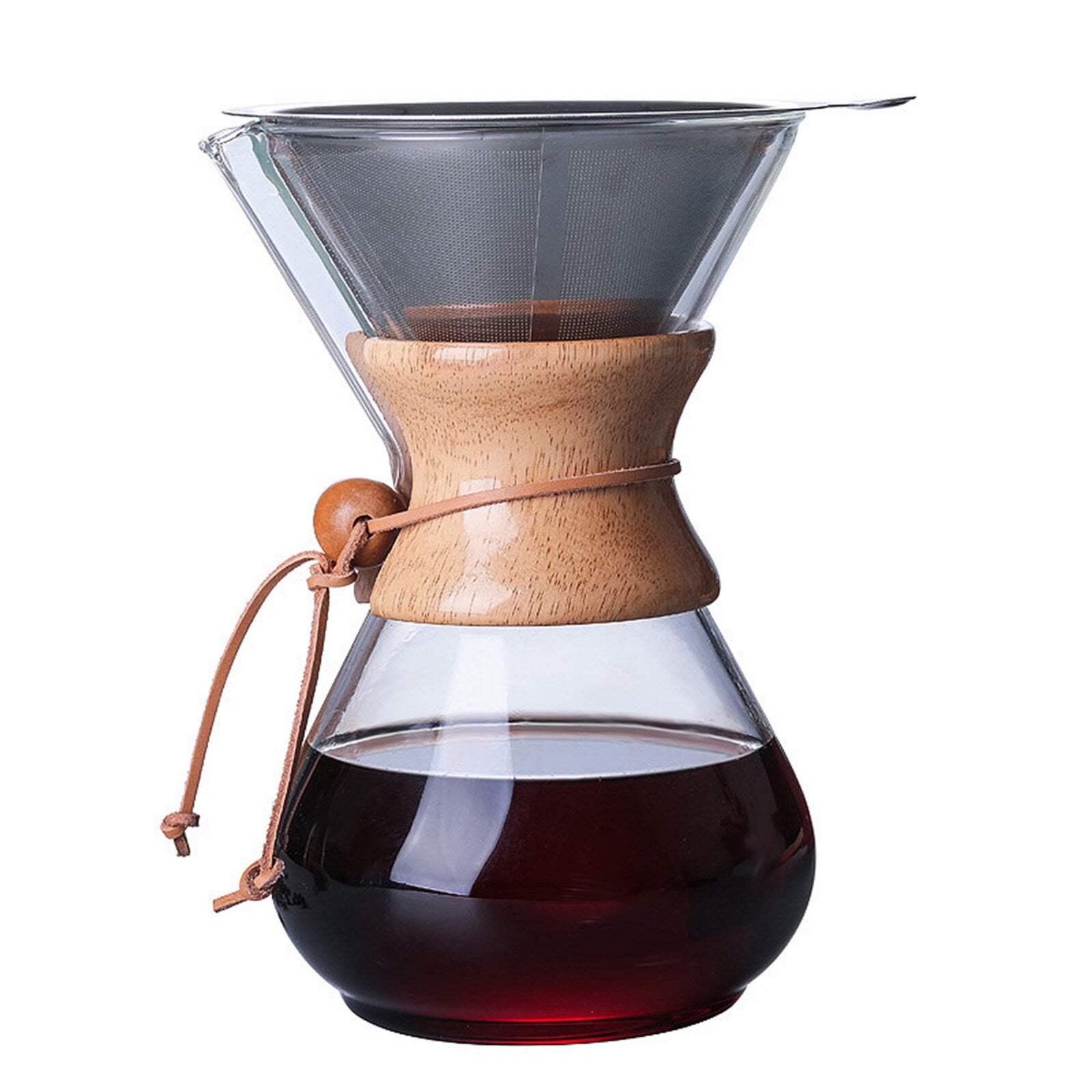Pour Over Coffee Maker 27oz Paperless Glass Carafe with Stainless Steel ...