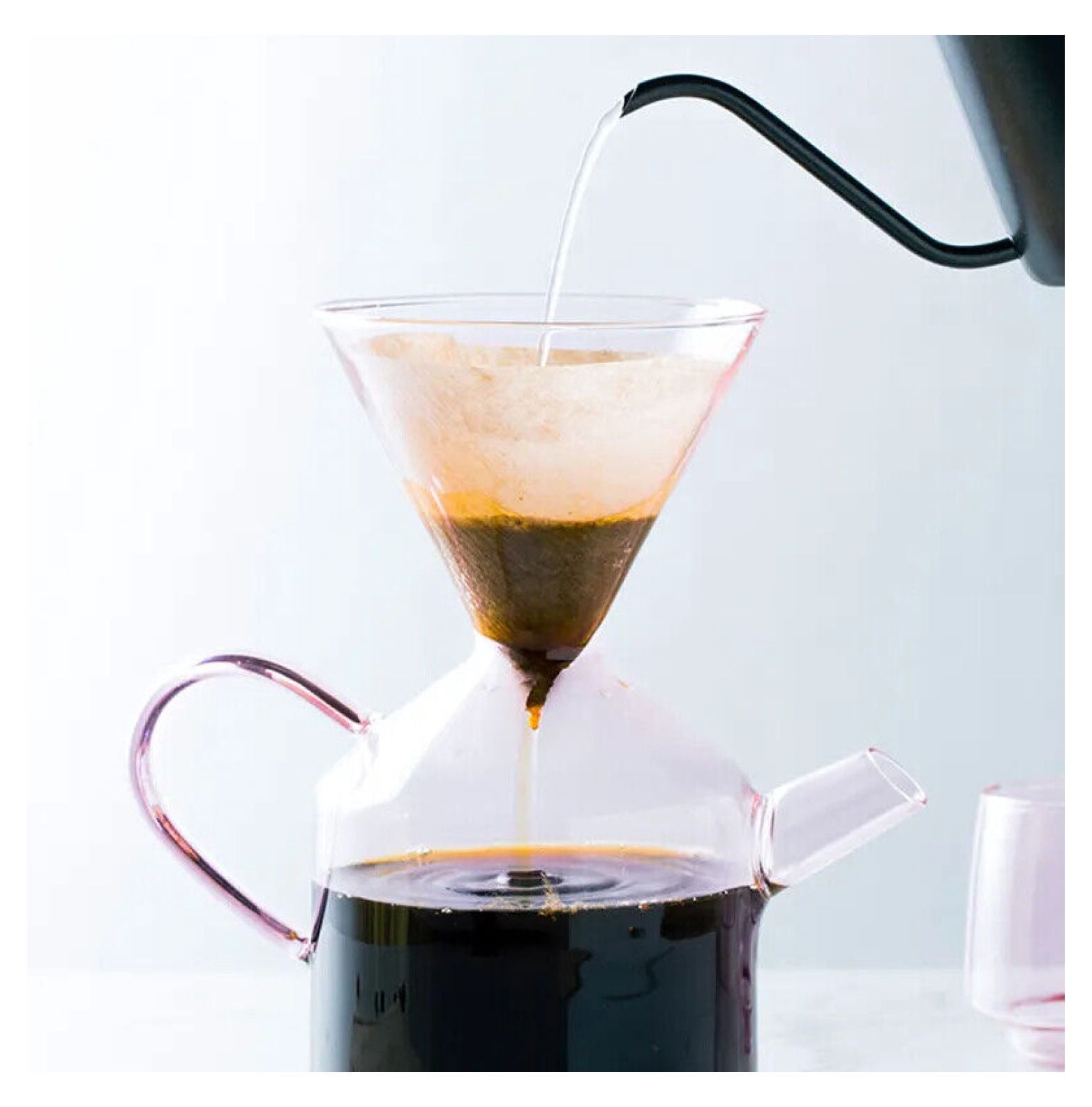 Pour Over Coffee Maker - Borosilicate Mouth Blown Glass w/ Handle ...