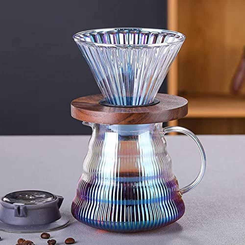 Pour Over Coffee Maker Set with Dripper,500ml Glass Coffee Server Set ...