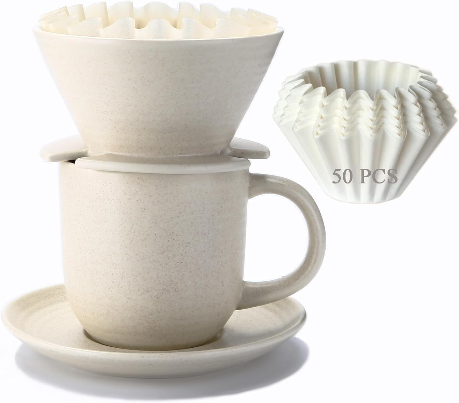 Pour Over Coffee Maker, with Basket Coffee Filters, Mug with Saucer ...