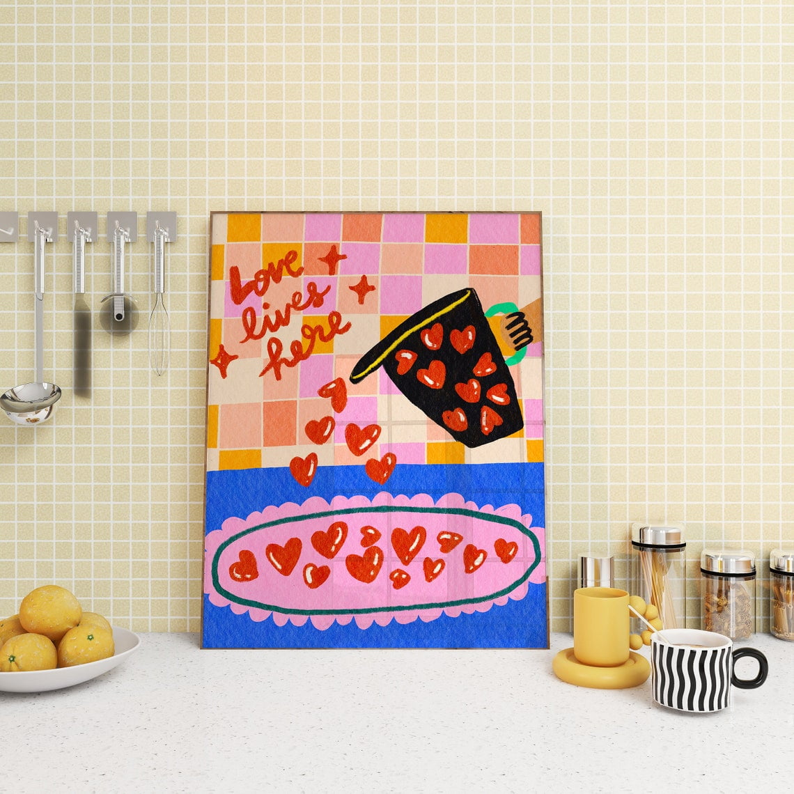 Pouring Love Wall Art, Colorful Wall Art, Colorful Print, Kitchen Print ...