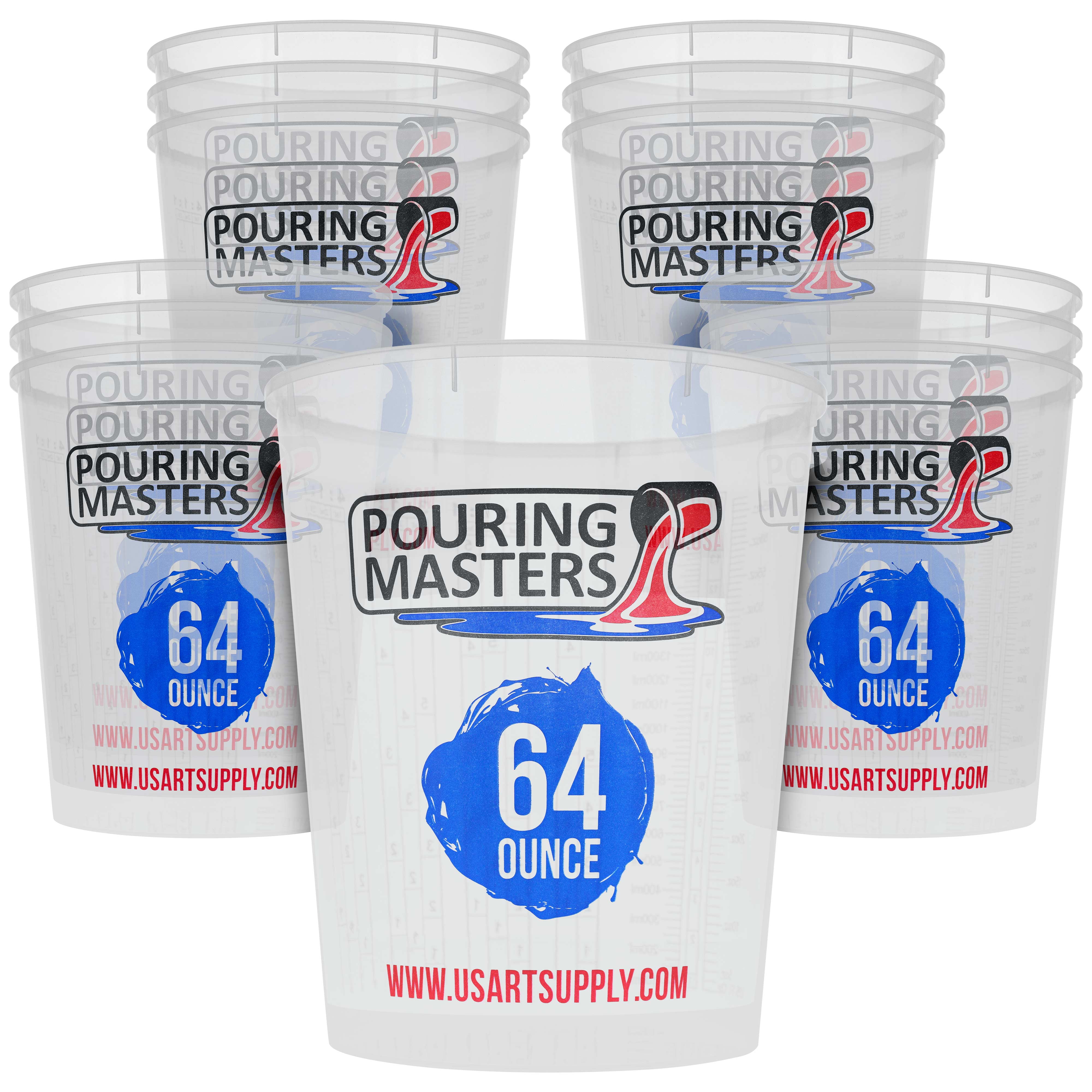 Pouring Masters 64 Ounce (2000ml) Graduated Plastic Mixing Cups (Box of ...