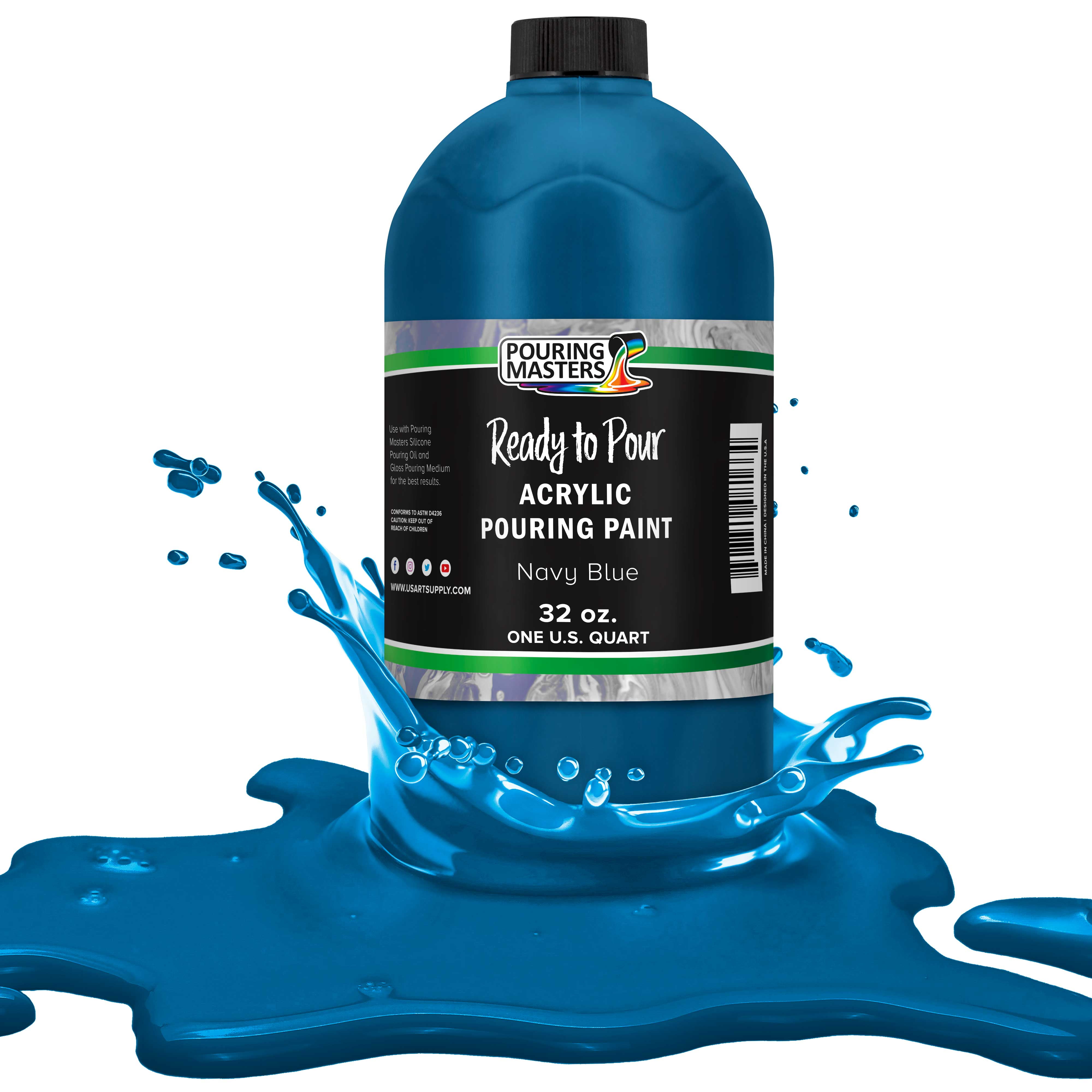 U.S. Art Supply, Acrylic Pouring Paint, 32 oz, Navy Blue - Walmart.com