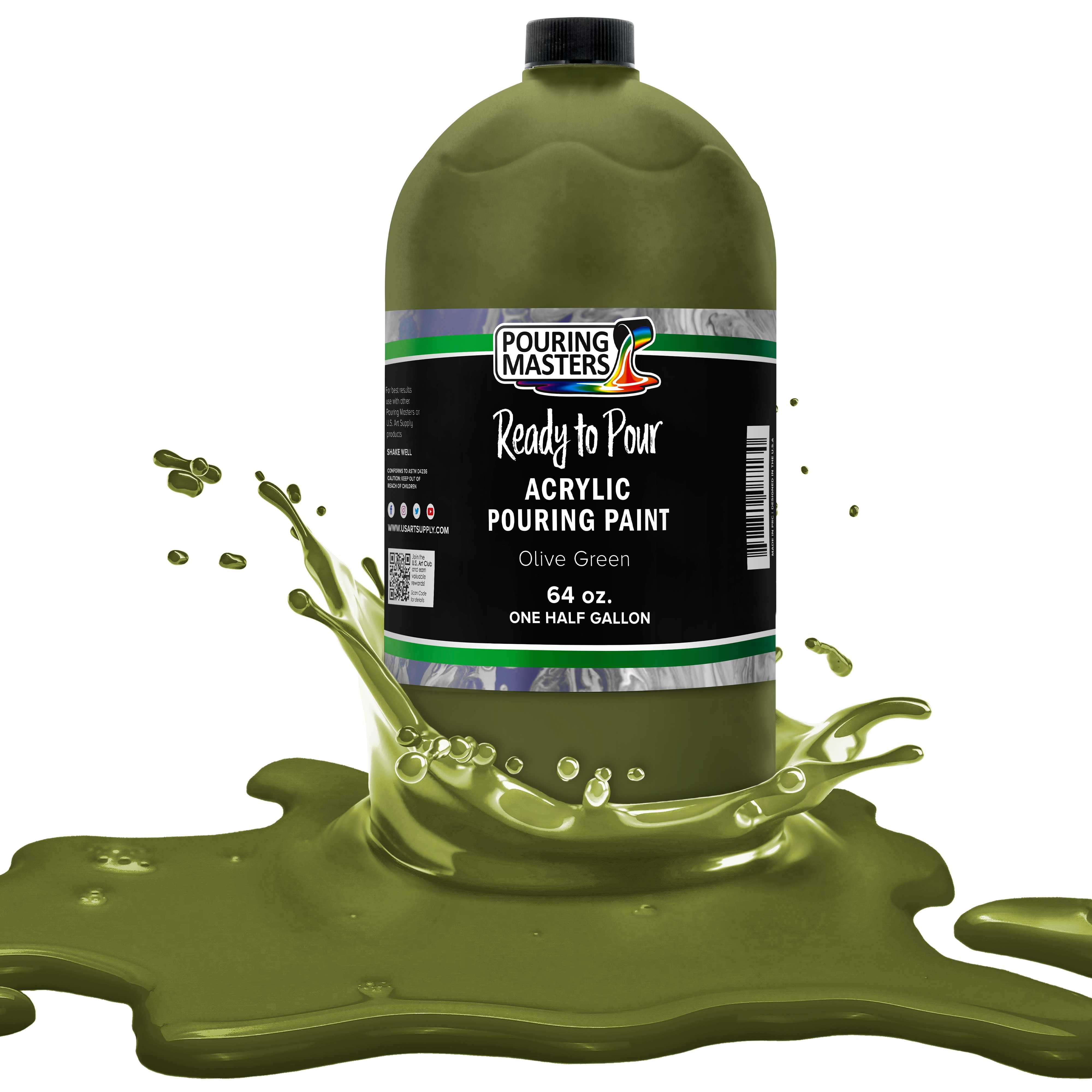 Pouring Masters Olive Green Pouring Paint - Premium 64 Ounce Pre-Mixed ...