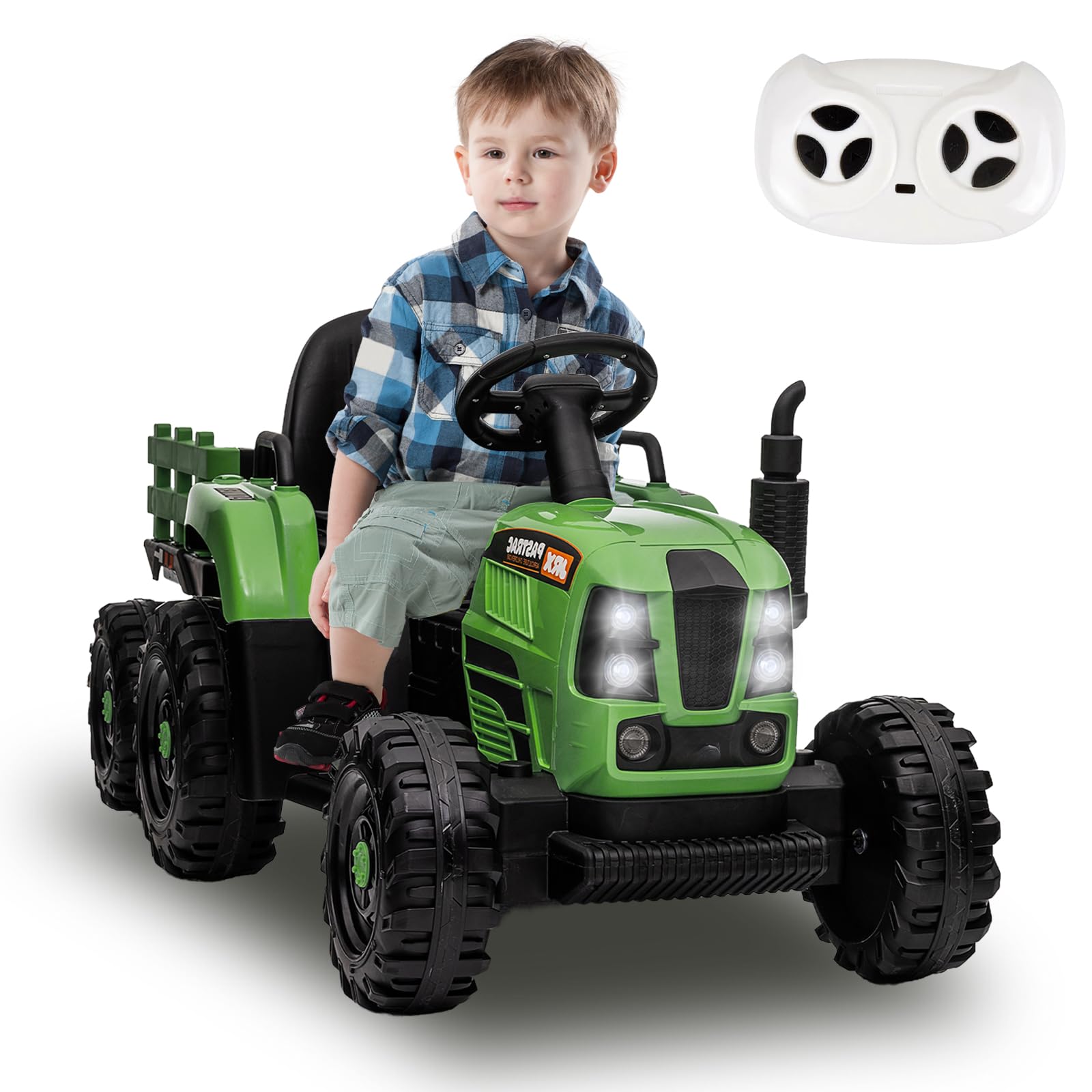 Pouseayar 12V 4.5AH Ride on Tractor with Trailer, Battery Powered ...