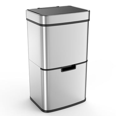 simplehuman 58L/15.3G Stainless Steel Dual Compartment Kitchen Garbage ...