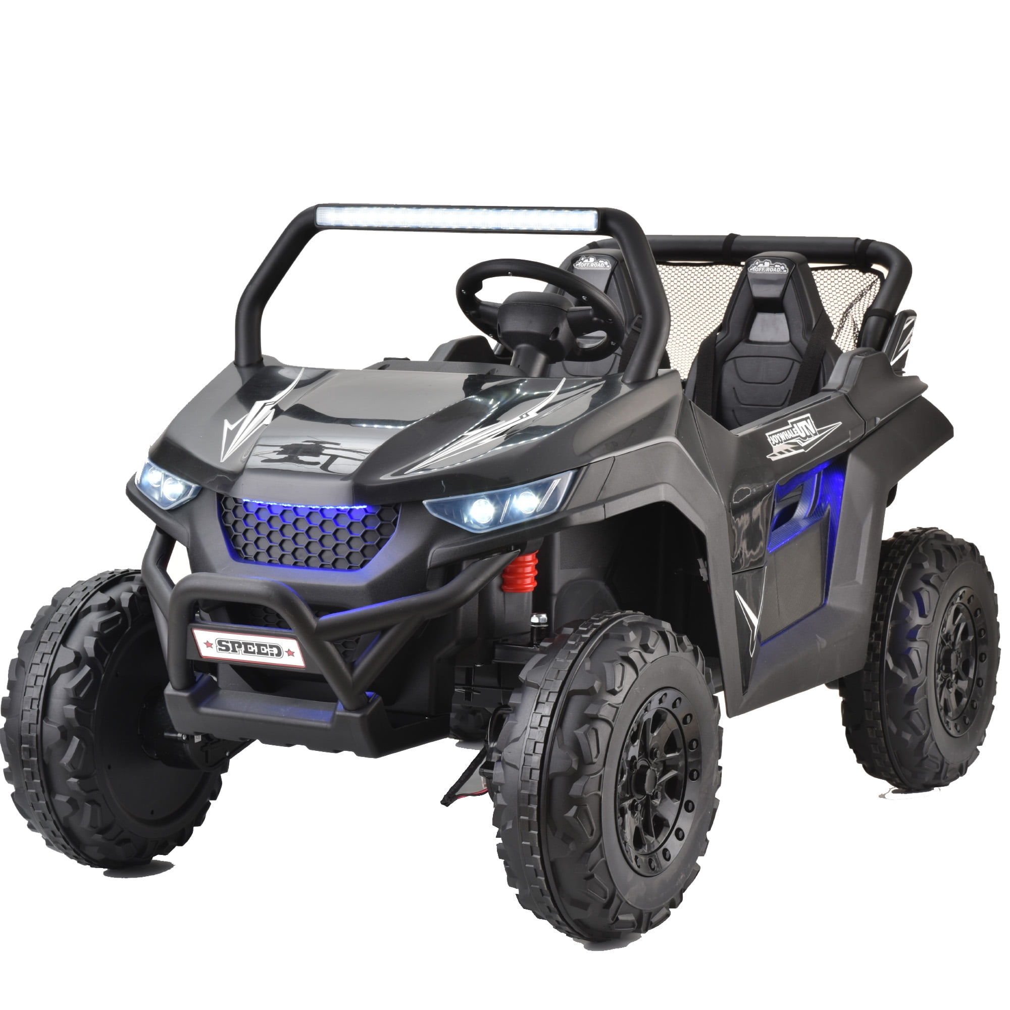 Pouseayar 24V 4WD Kids Ride on UTV with 2 Seater, Kids Ride on Toy Car ...