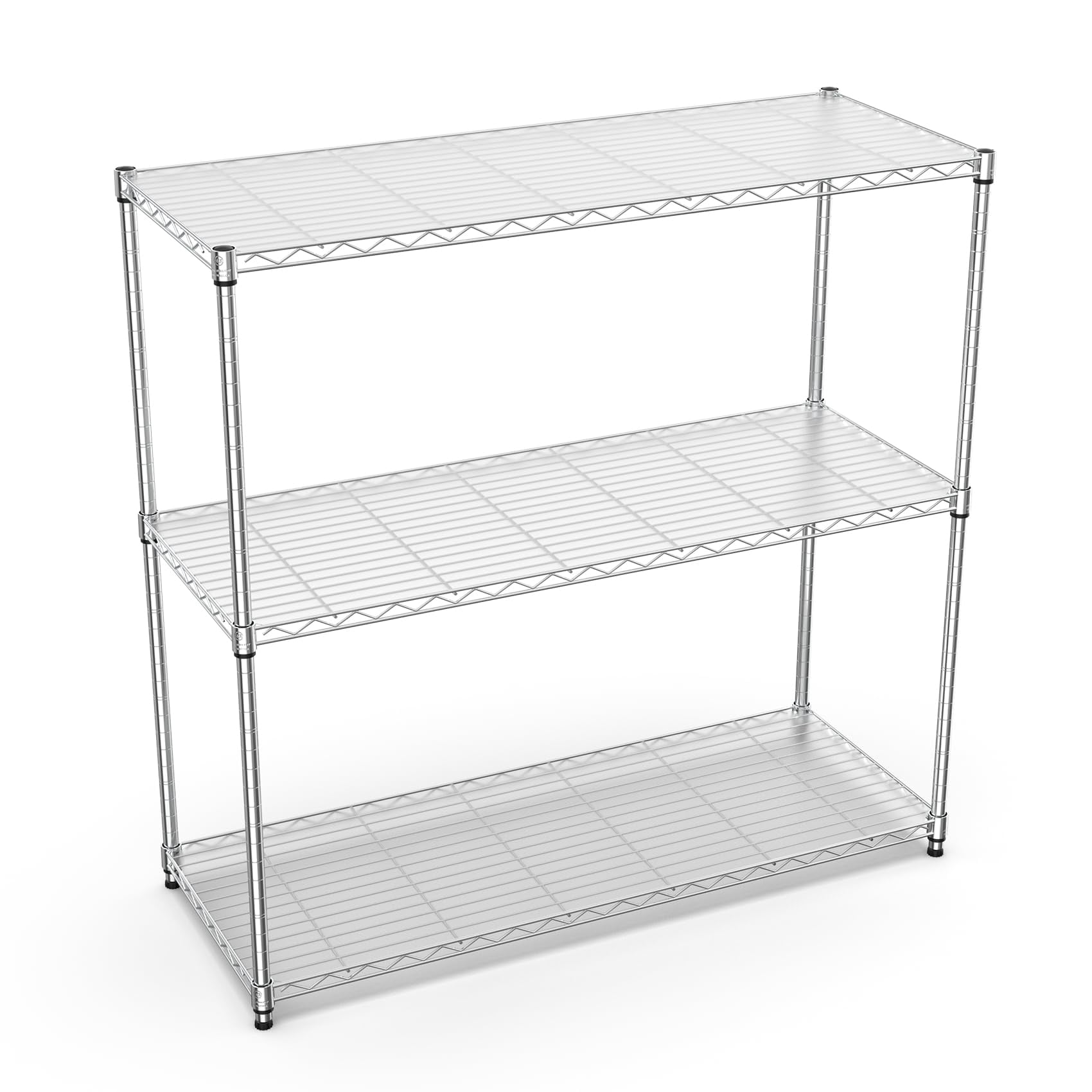 pouseayar 3 Tier NSF Metal Shelf, Steel Storage Rack with Shelf Liners ...